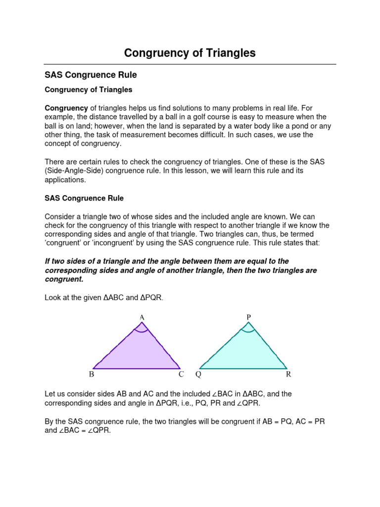 Concept Congruency of Triangles | PDF | Triangle | Perpendicular