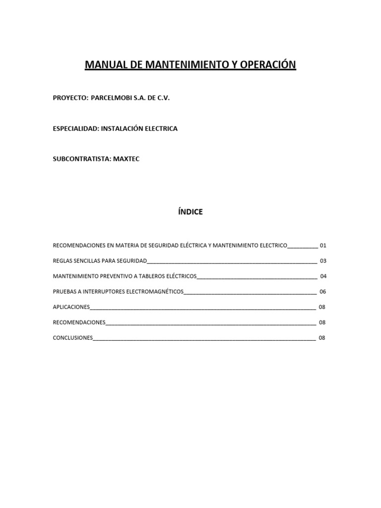 Manual de Mantenimiento y Operacion | PDF | Aislador (Electricidad) | Cambiar