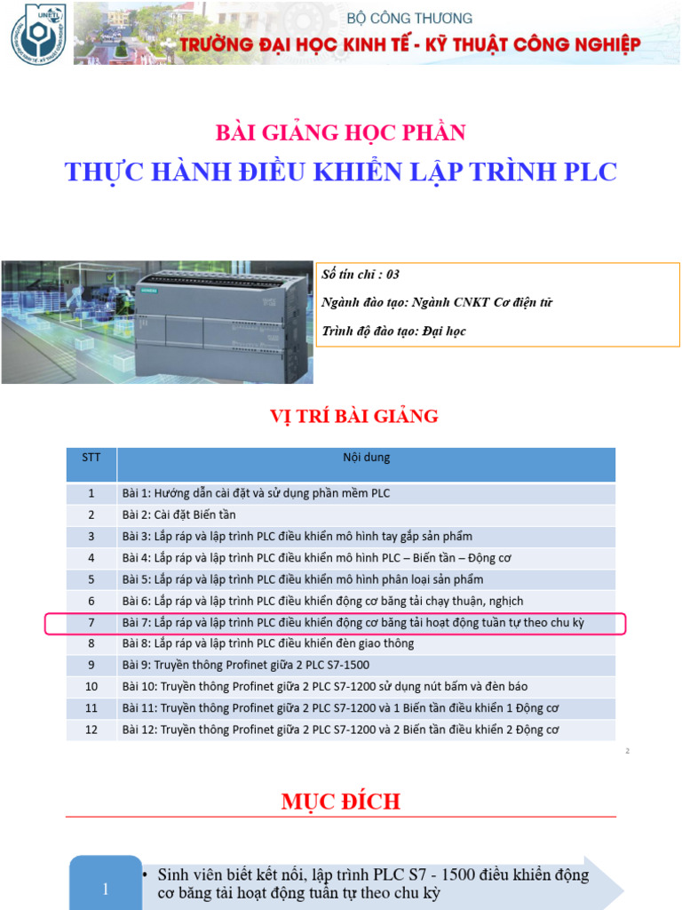 Bai 7. PLC S7 1500 DK DONG CƠ CHAY TUAN TU | PDF