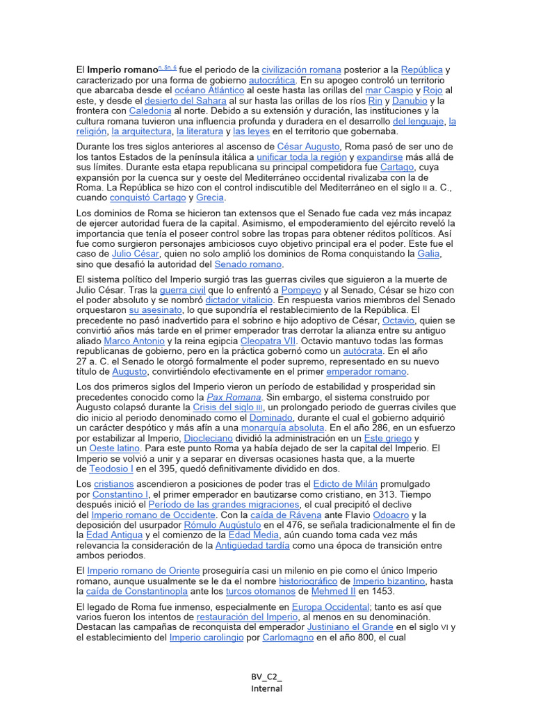 Historia del Imperio Romano | PDF | imperio Romano | Antiguedad clasica