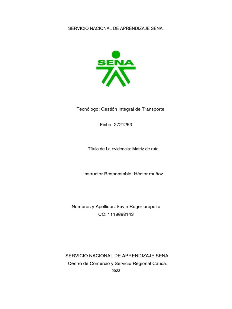 Matriz de Ruta Kevin Oropeza | PDF