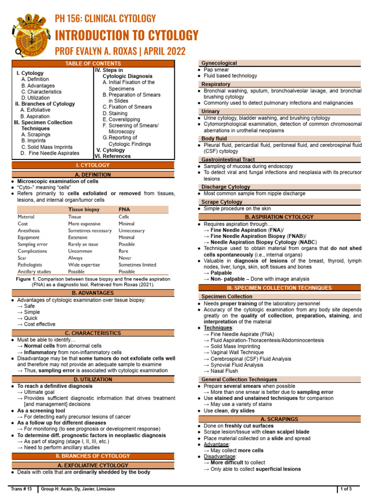 (PH156) 15 Introduction To Cytology | PDF | Cytopathology | Staining