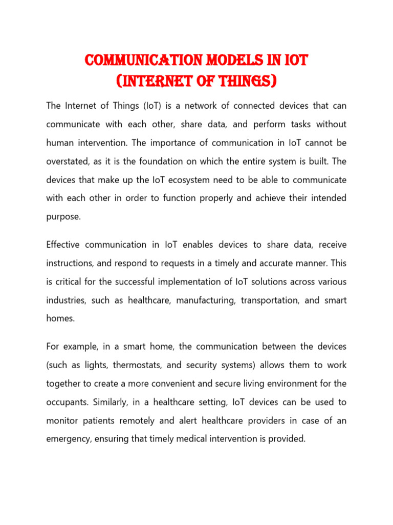 IoT Communication Models | PDF | Internet Of Things | Server (Computing)