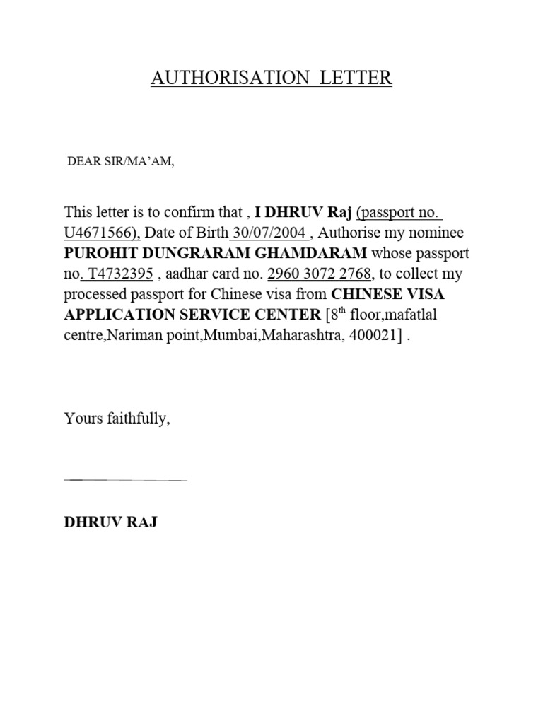 Authorisation Letter | PDF