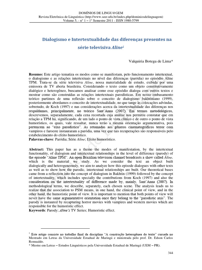 Admin, DL9 - Dialogismo e Intertextualidade Das Diferenças Presentes Na ...