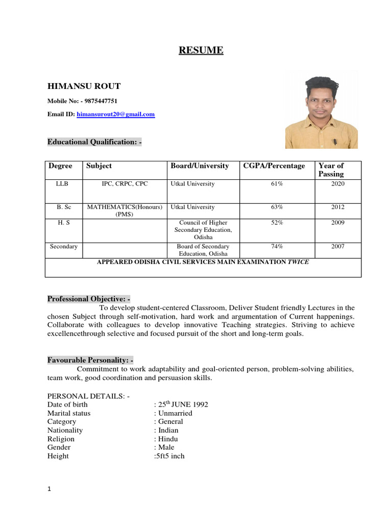 Resume - Himansu Rout1 | PDF | Learning | Behavior Modification