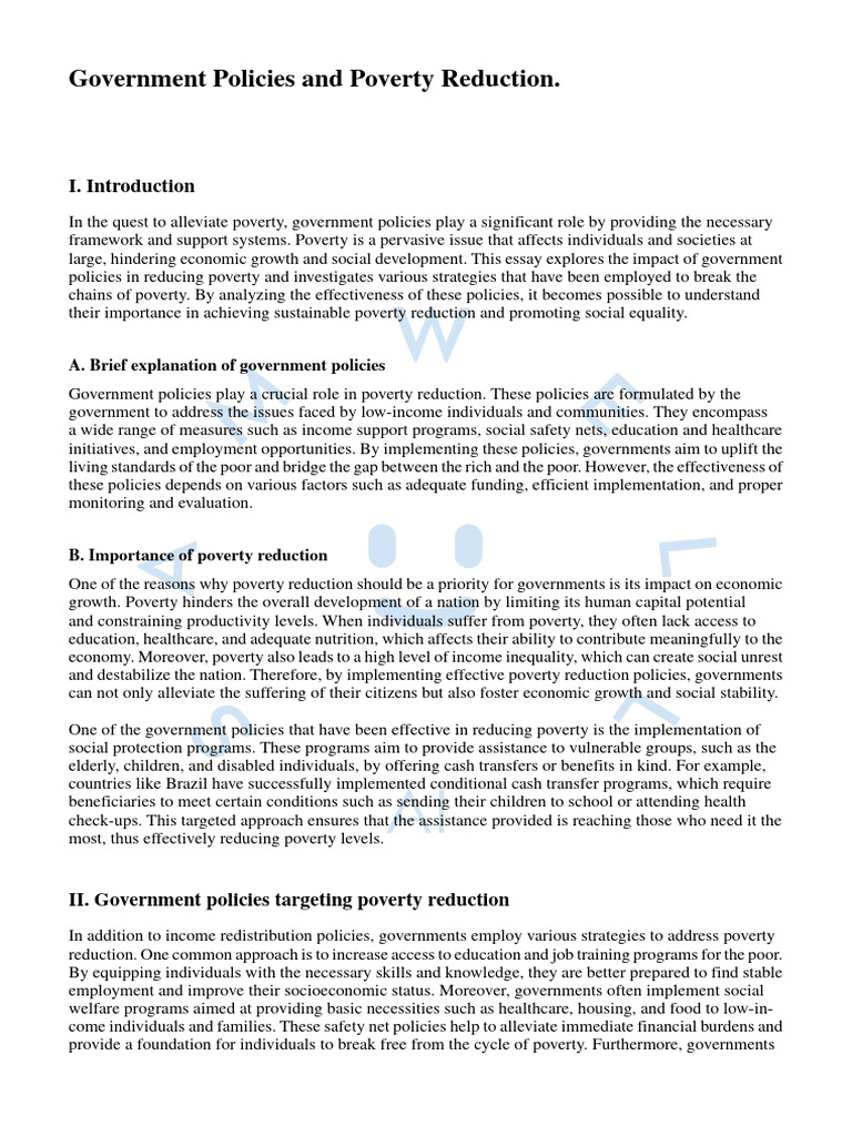Government Policies and Poverty Reduction. | PDF | Poverty Reduction ...