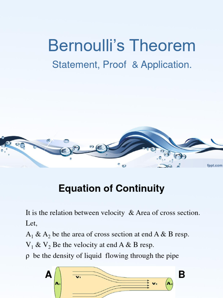 Bernoullis Theorem(Proof & Explanation) | PDF | Fluid Dynamics | Mechanics Bernoullis Theorem(Proof & Explanation) | PDF | Fluid Dynamics | Mechanics