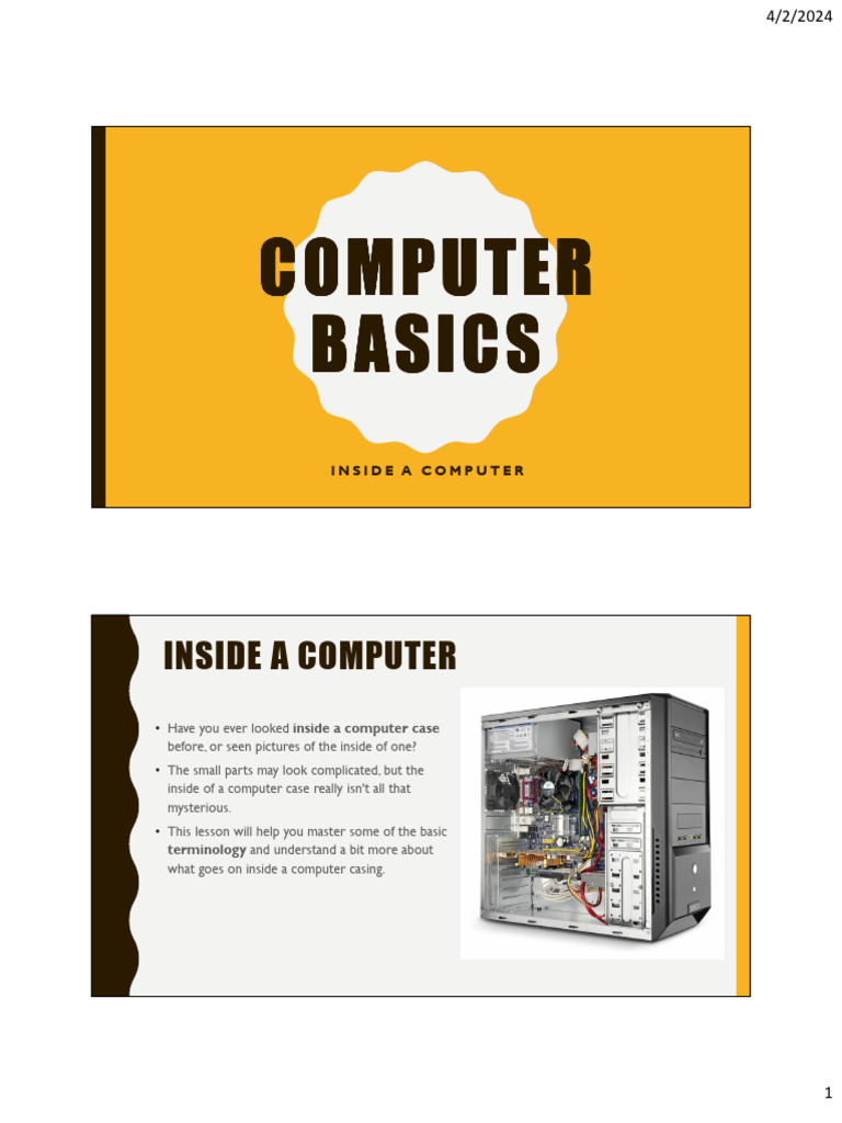 Computer Basics - Inside A Computer - PowerPoint | PDF | Random Access Memory | Central ...