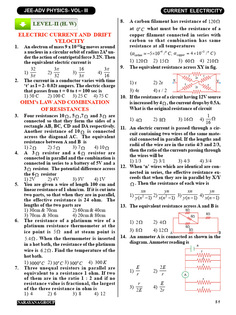 Current Electricity Concepts and Problems | PDF | Electrical Resistance ...