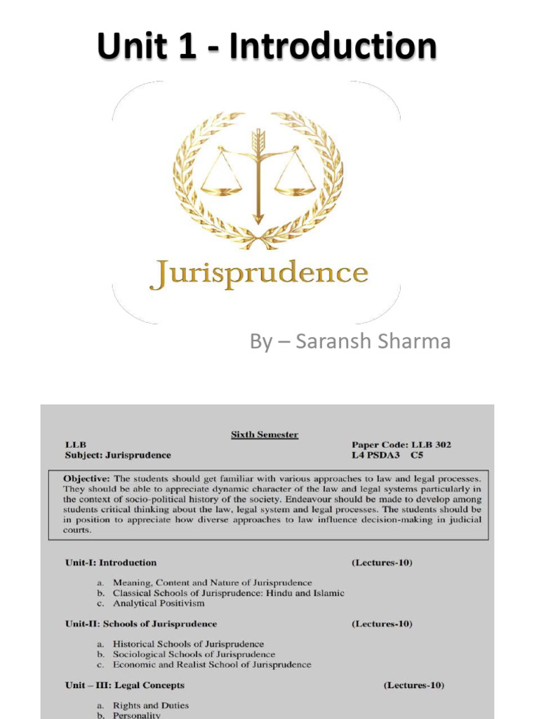 Jurisprudence - Unit 1 - Introduction | PDF | Jurisprudence ...