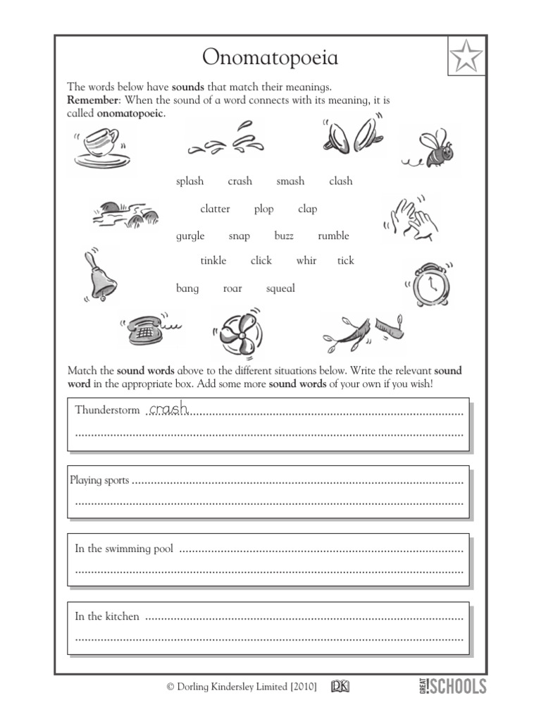 Onomatopoia worksheet | PDF | Linguistic Morphology | Semantics