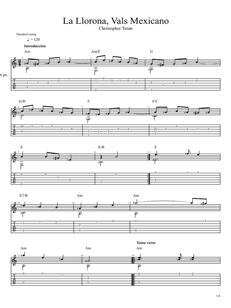 La Llorona Guitar Sheet Music | PDF