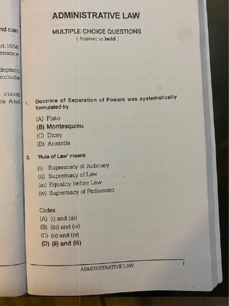 Administrative Law MCQ | PDF