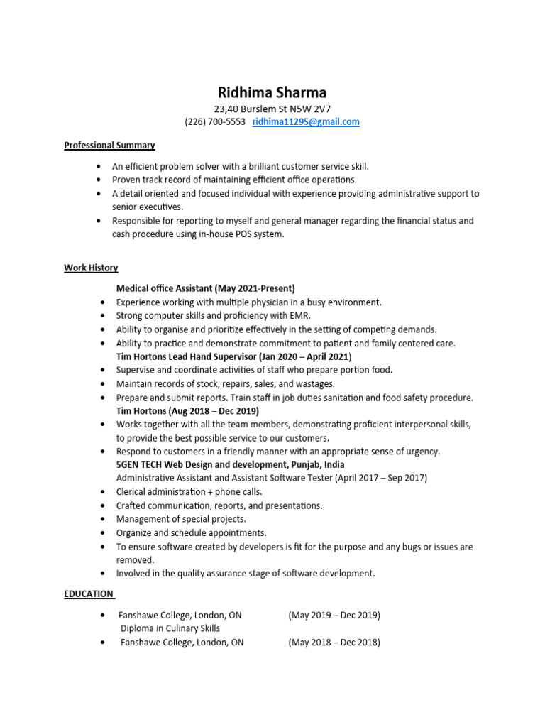 ridhi resume doc | PDF | Health Care | Social Programs