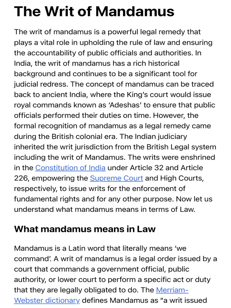 mandamus | PDF | Mandamus | Writ