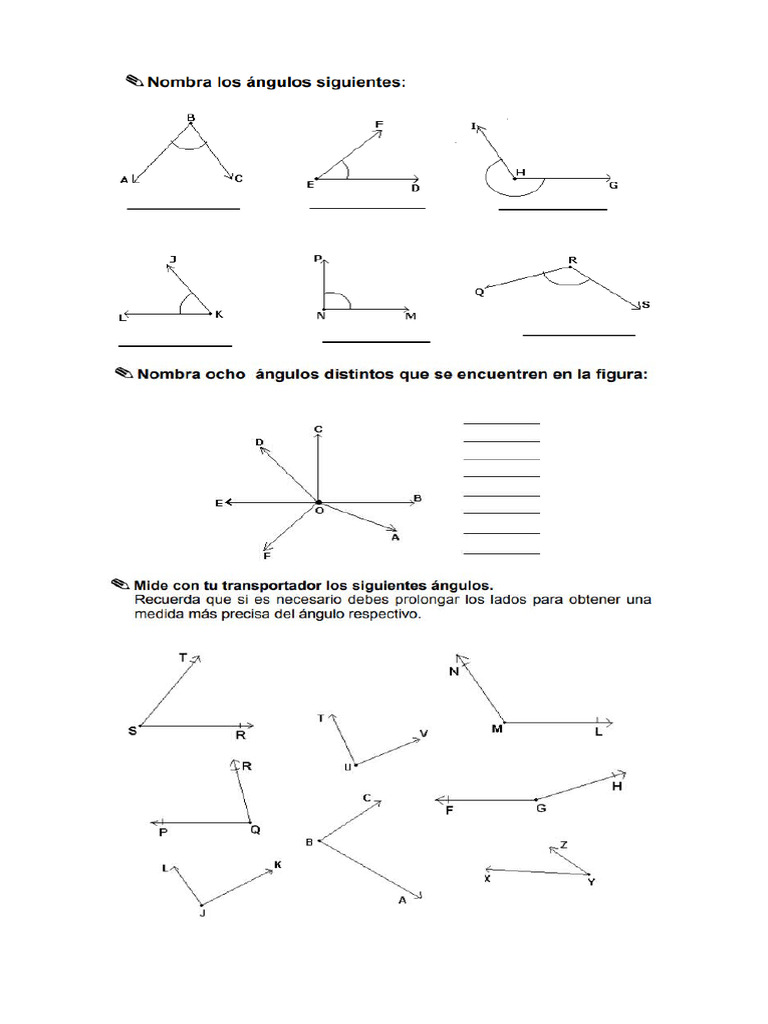 Guía 7° Angulos | PDF