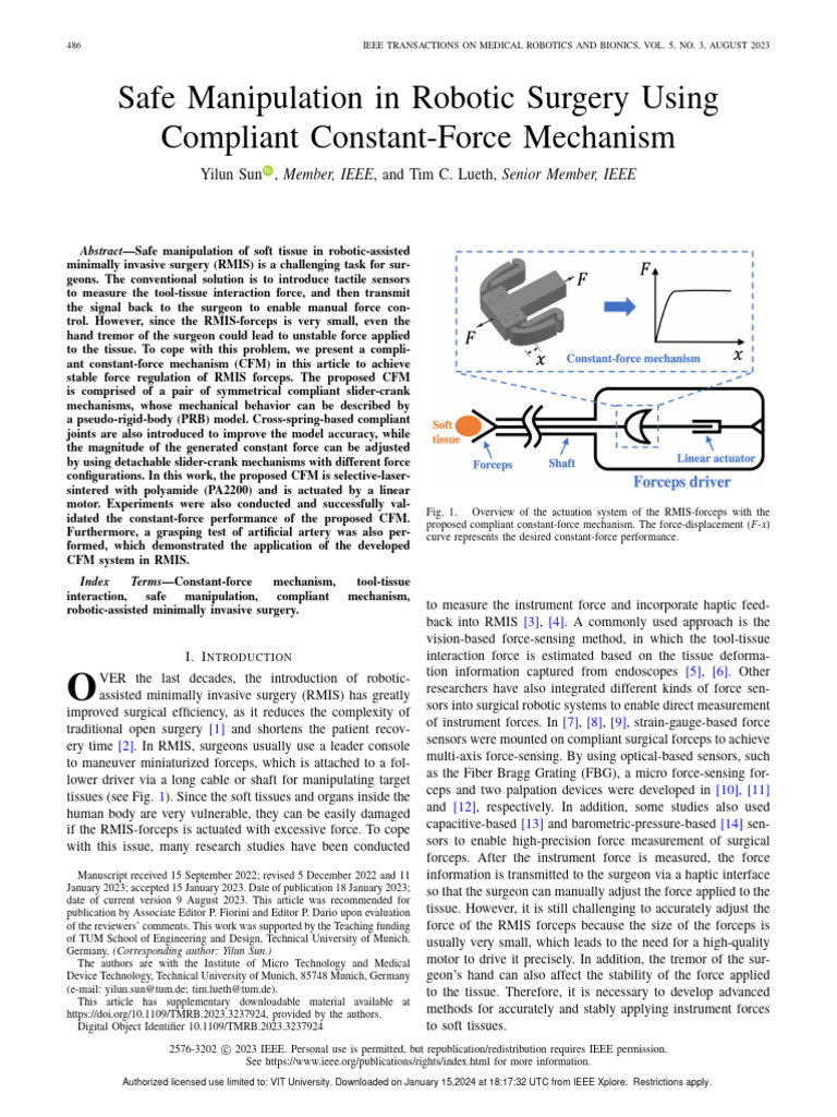 Safe Manipulation in Robotic Surgery Using Compliant Constant-Force ...