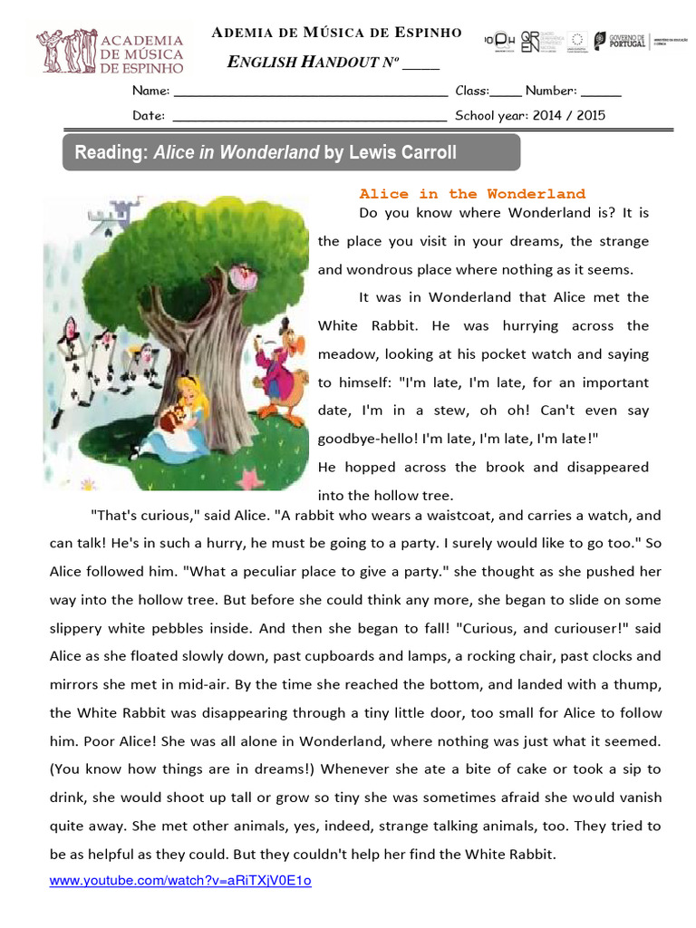 Alice in Wonderland | PDF | Alice (Alice's Adventures In Wonderland ...