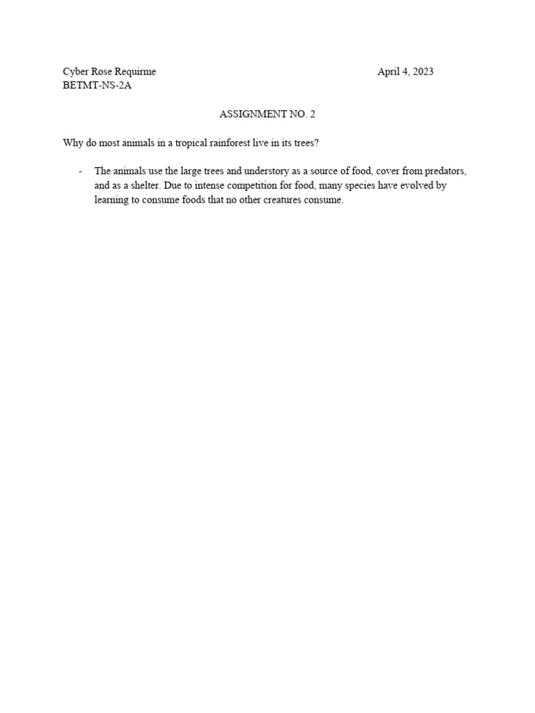 Tropical Rainforest Tree Habitats | PDF