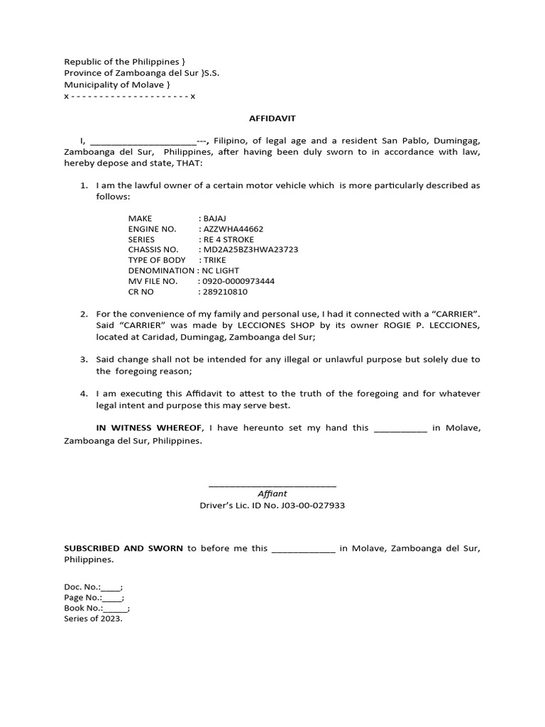 AFFIDAVIT (Carrier) | PDF