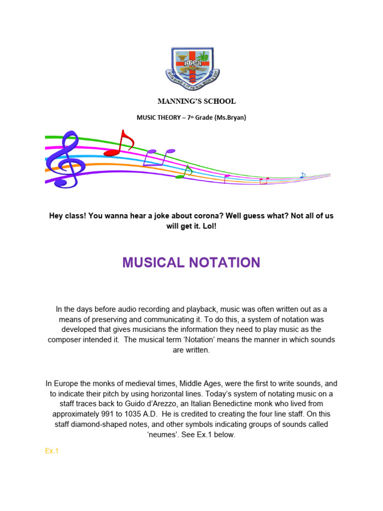 Notation Handout 1 | PDF | Clef | Music Theory