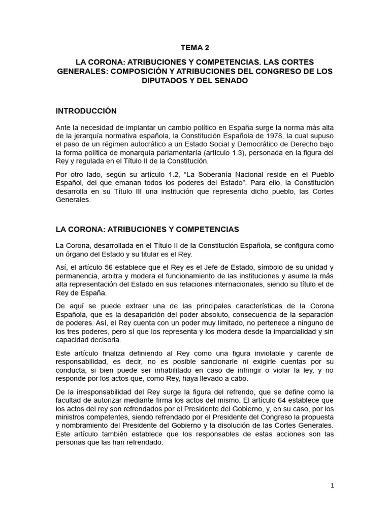 TEMA 2 COMUNES | PDF | Legislador | Cortes Generales