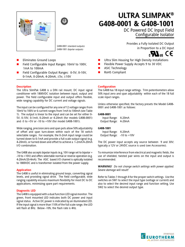 Ultra Slimpak G408-0001 & G408-1001: DC Powered DC Input Field ...