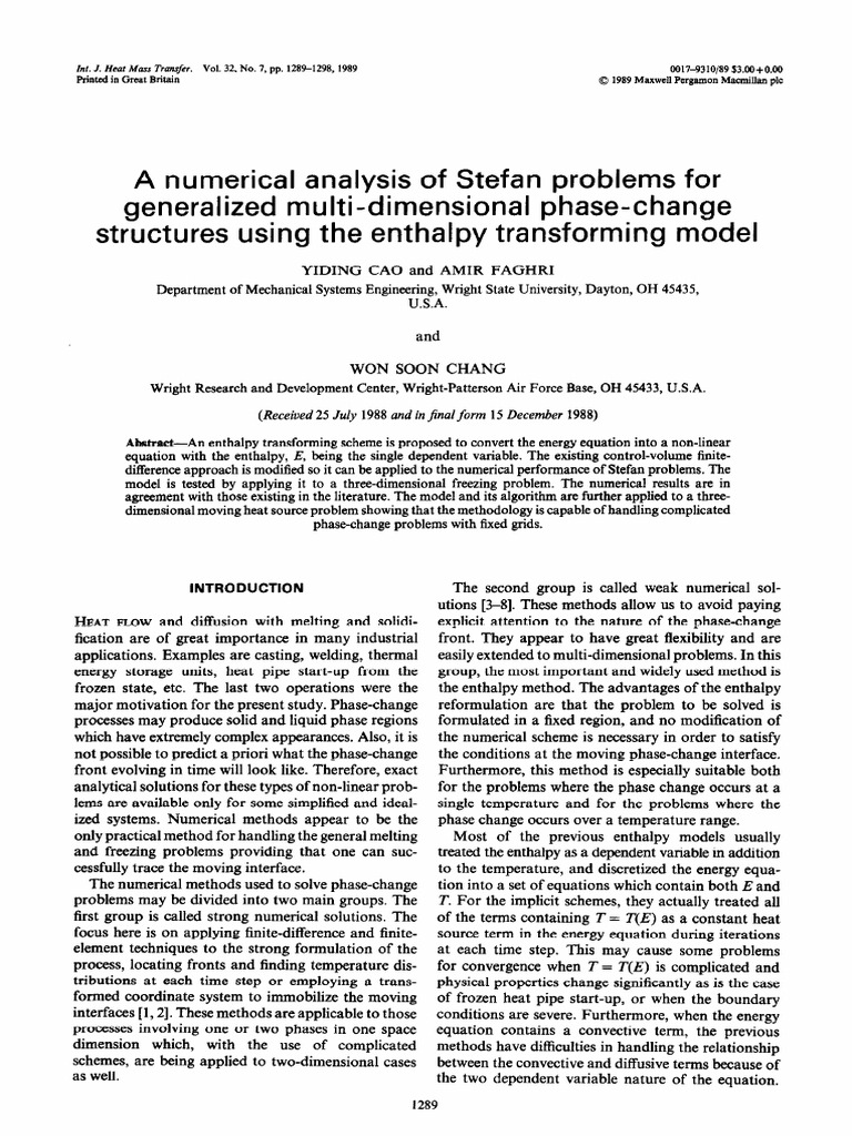 A Numerical Analysis Of Stefan Problems Fo Pdf Phase Transition Equations