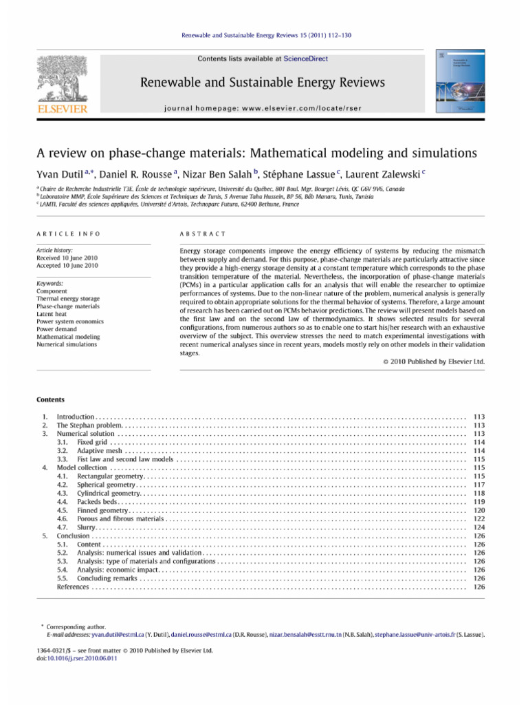 A review on phase-change materials Mathematical modeling and ...