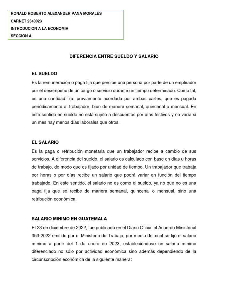 Diferencia entre Sueldo y Salario | PDF
