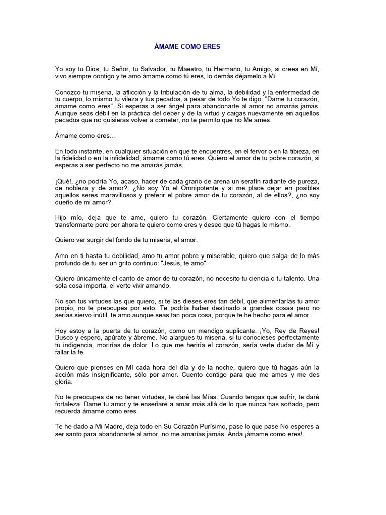 Ámame Como Eres | PDF | Amor