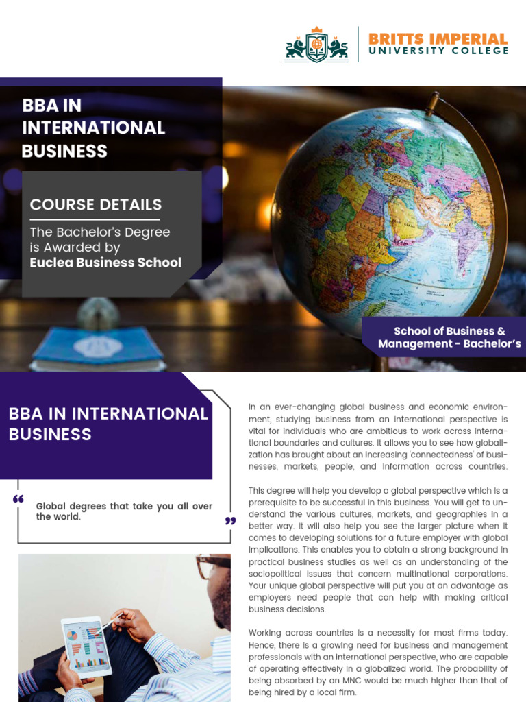 BBA in International Business - (G) | PDF | Business | Economies