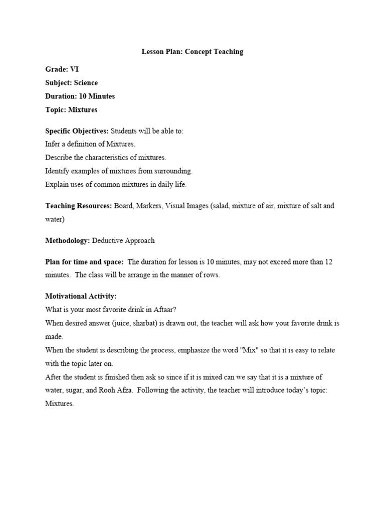 Concept Teaching | PDF | Mixture | Chemical Substances