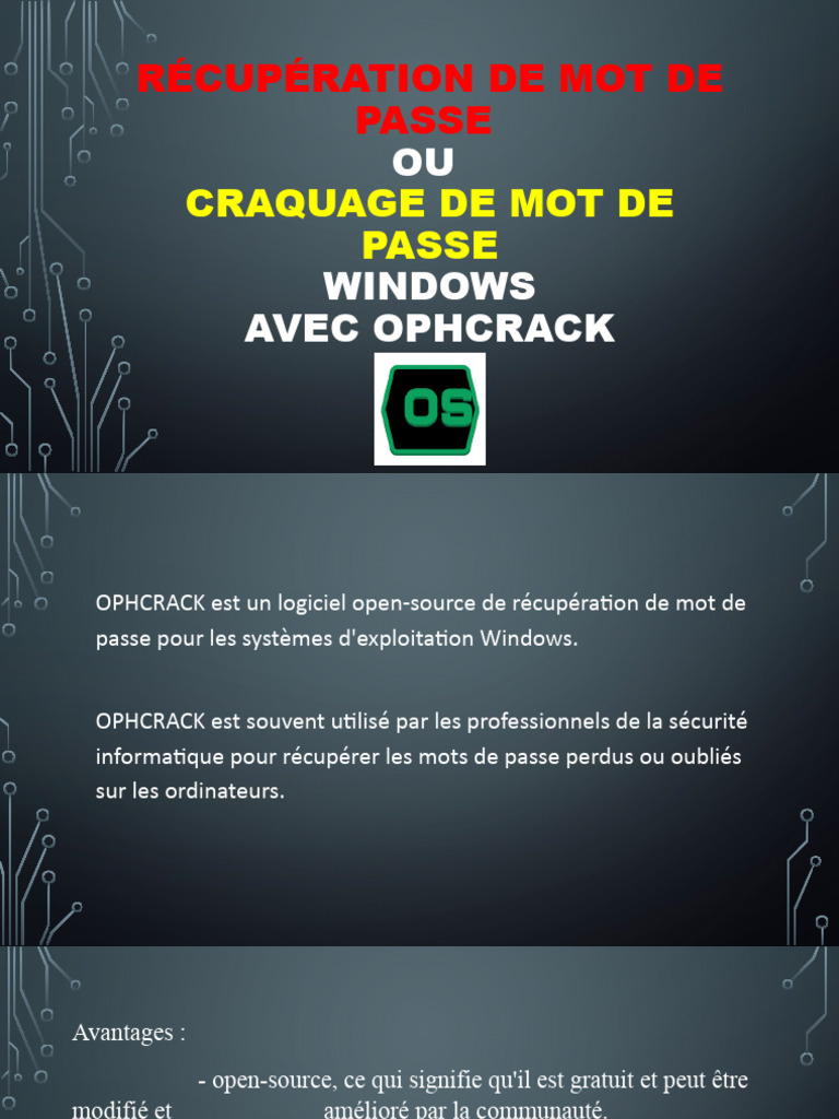 Récupération de MDP Windows avec Ophcrack | PDF