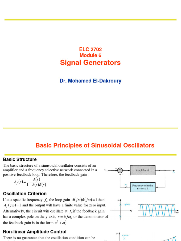 Lecture 6 - Signals Generator | PDF | P–N Junction | Electronic Oscillator Lecture 6 - Signals Generator | PDF | P–N Junction | Electronic Oscillator