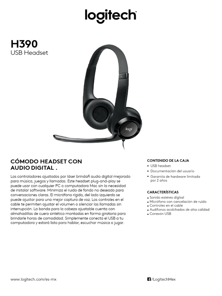 H390 Datasheet-1 | PDF | Auriculares | Micrófono
