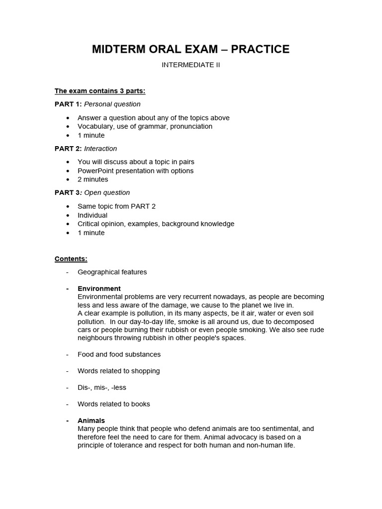 Midterm Oral Exam | PDF