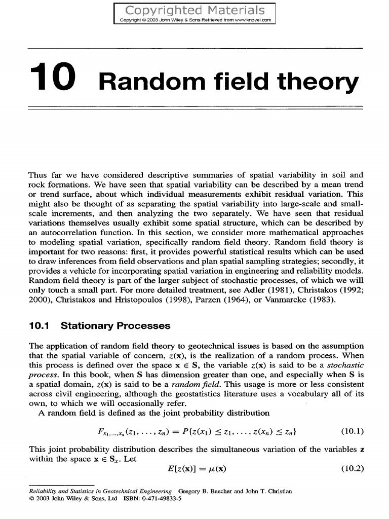 Random Field: Theory | Download Free PDF | Stationary Process | Probability Theory