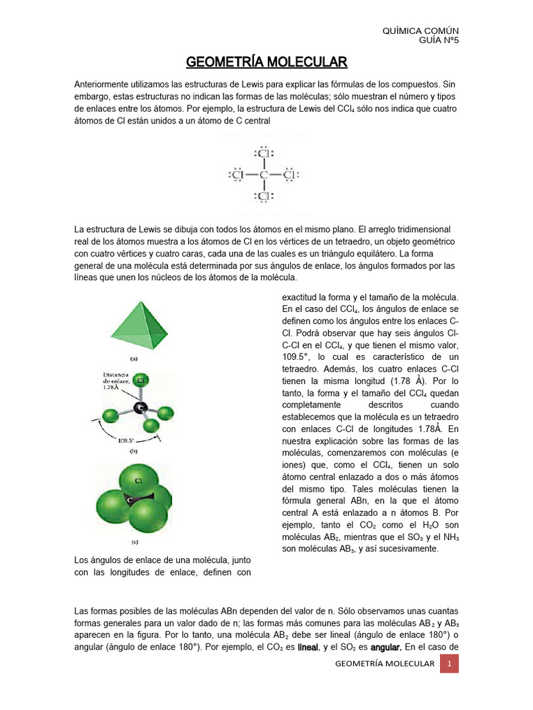 Guía de Geometría Molecular y RPECV | PDF | Polaridad química | Enlace químico