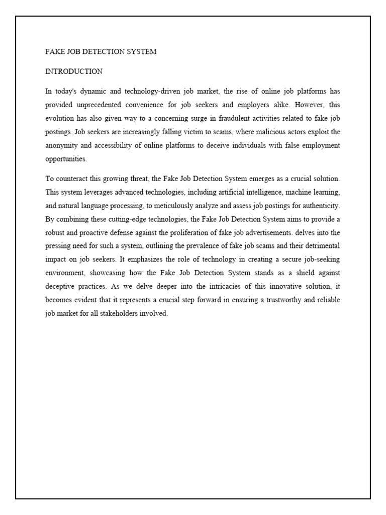 Fake Job Detection System Guide | PDF | Machine Learning | Artificial ...