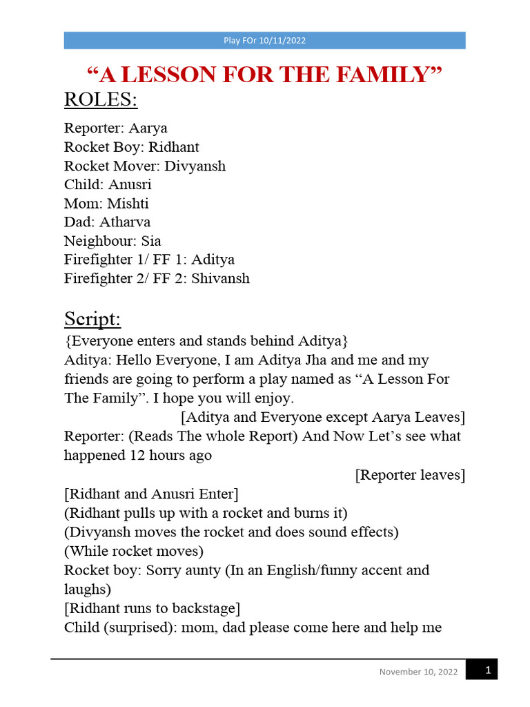 A LESSON FOR THE FAMILY | PDF