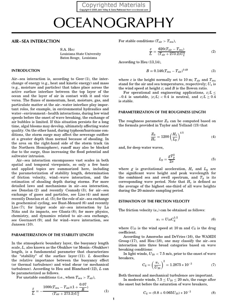 Oceanography Oceanography: Air-Sea Interaction | PDF | Tropical Cyclones | National Oceanic And ...