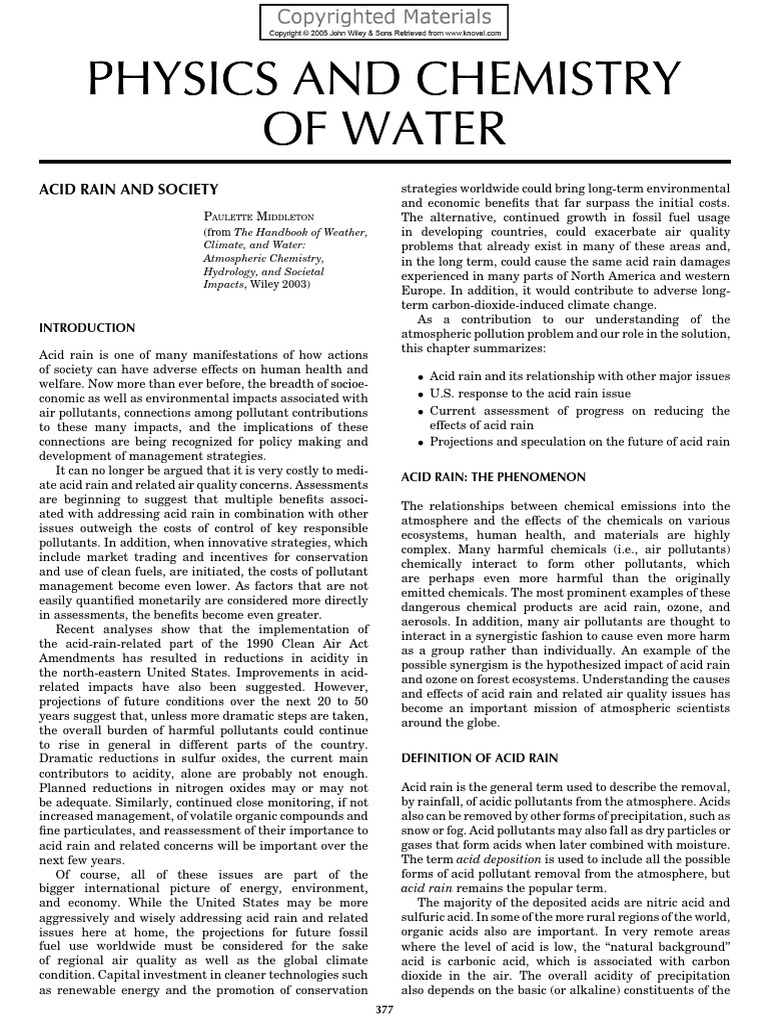 Physics and Chemistry of Water Physics and Chemistry of Water | PDF ...