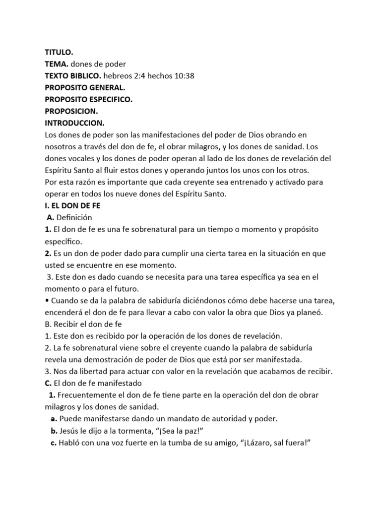 Dones de Poder | PDF | Fe | Milagro