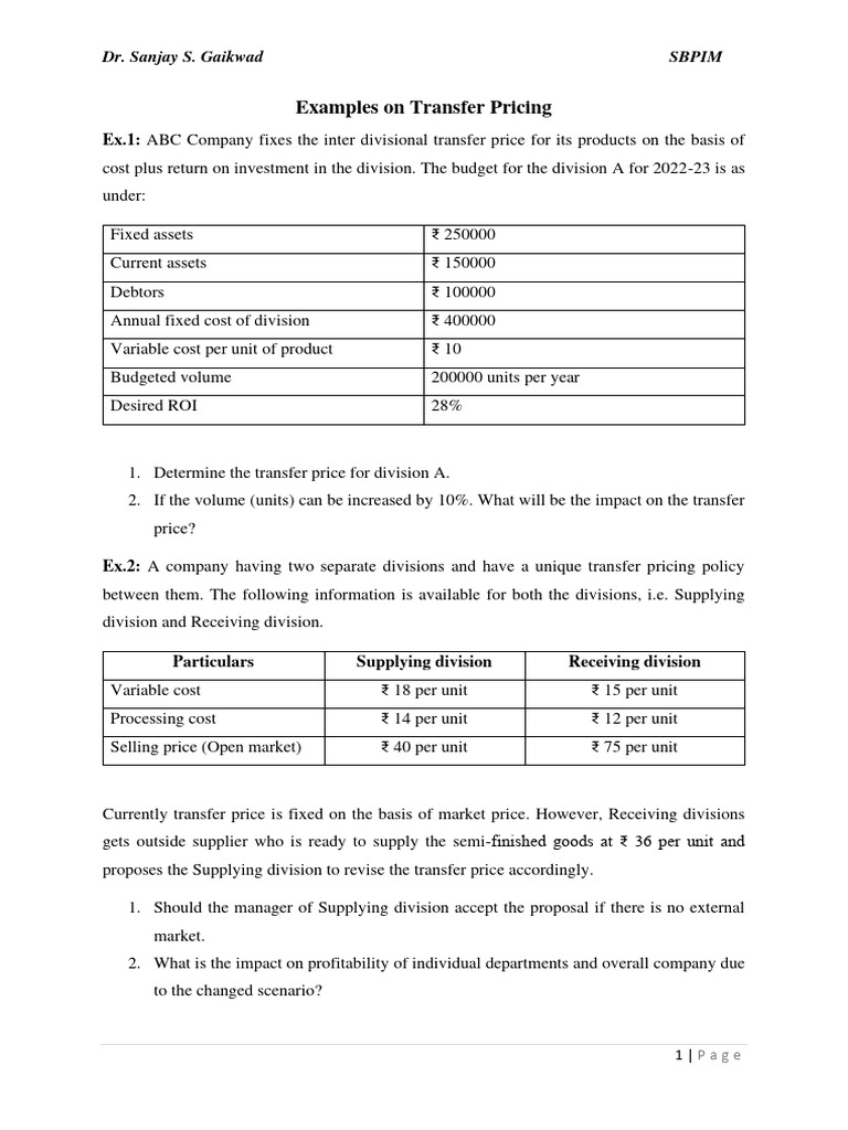 Examples On TP For Students | PDF | Profit (Economics) | Cost