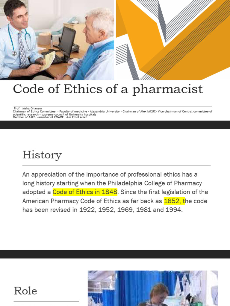 Code of Ethics For Pharmacists - First Lecture-1 | PDF | Pharmacy ...