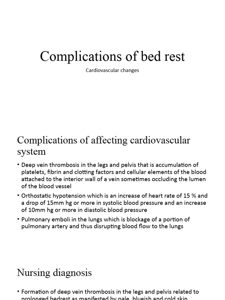 Bed Rest Complications and Solutions | PDF