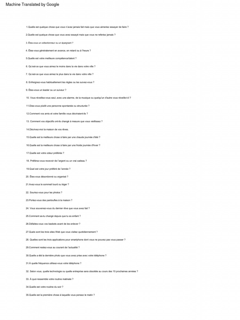 Questions de conversation variées | PDF