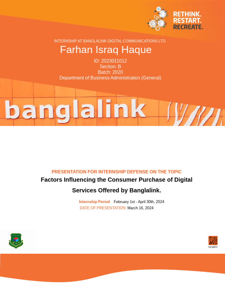 Farhan Israq Haque Internship Defence | PDF | Mobile App | Statistics Farhan Israq Haque Internship Defence | PDF | Mobile App | Statistics